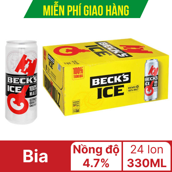Thùng 24 lon bia Beck's Ice 330ml giá tốt tại Bách hoá XANH