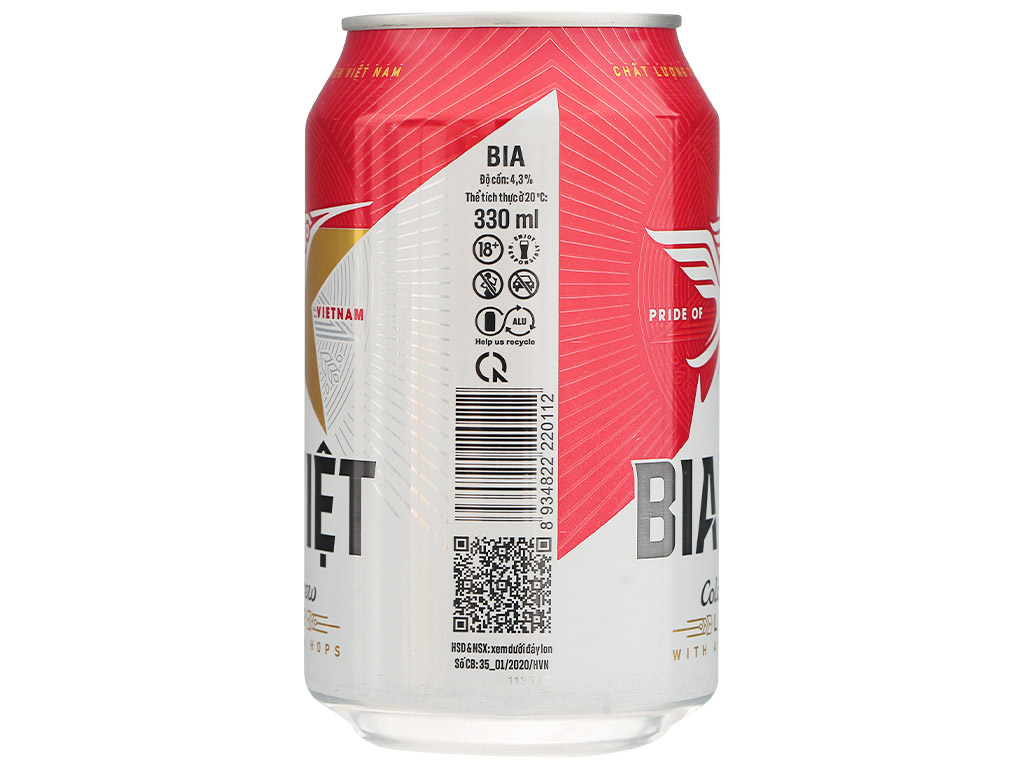 Bia Việt Lager lon thường 330ml giá tốt tại Bách hoá XANH