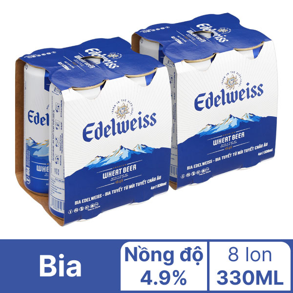 8 lon bia tuyết Edelweiss 330ml giá tốt tại Bách Hoá XANH