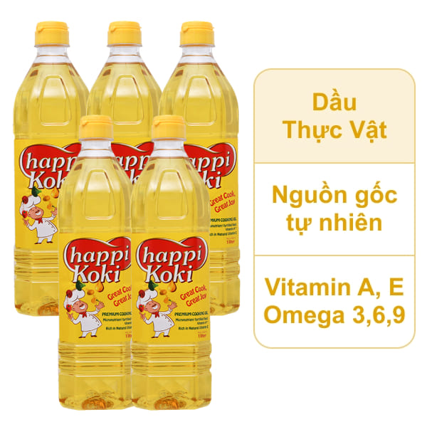 Combo 5 lít dầu ăn cao cấp Happi Koki