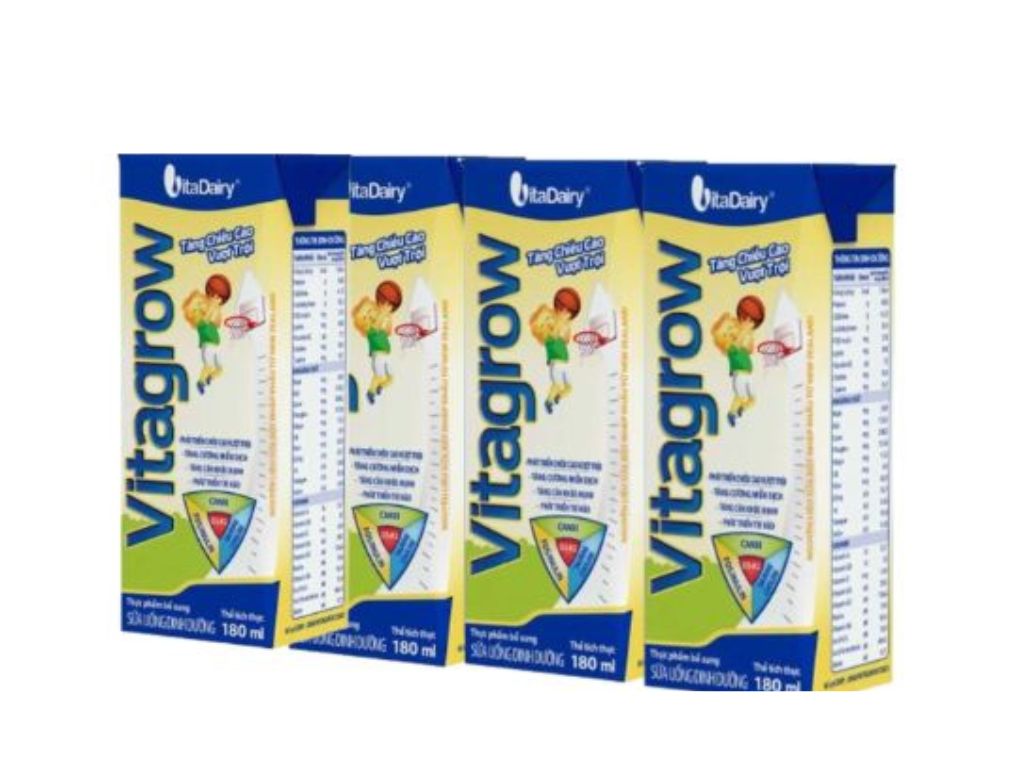 Lốc 4 hộp sữa uống dinh dưỡng VitaDairy Vita Grow 180ml