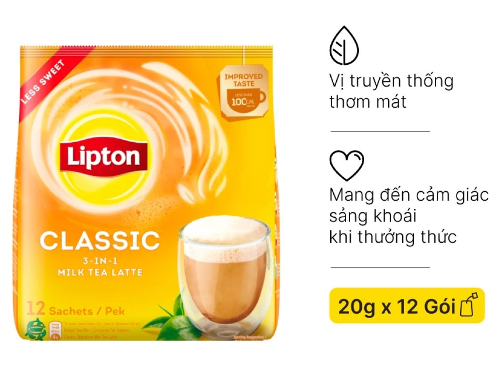 Trà sữa Lipton vị truyền thống hộp 240g (12 gói x 20g)