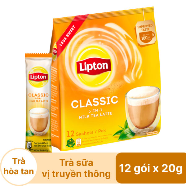 Trà sữa Lipton vị truyền thống hộp 240g (12 gói x 20g)