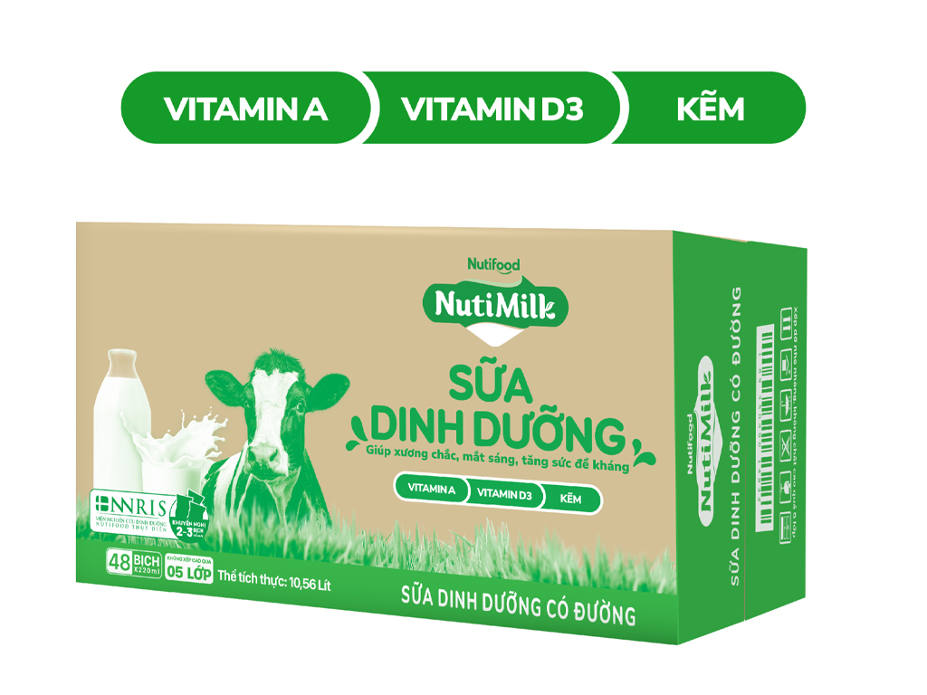 48 bịch Nutimilk có đường 220ml giá tốt tại Bách hoá XANH
