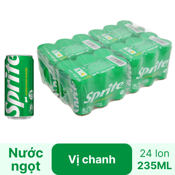 24 lon nước ngọt Sprite 235ml giá tốt tại Bách hoá XANH