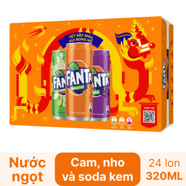 Thùng 24 lon nước ngọt Fanta Mix 320ml tại Bách hoá XANH