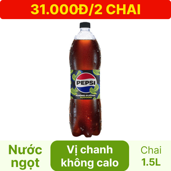 12 chai Pepsi không calo vị chanh 1.5 lít tại Bách hoá XANH