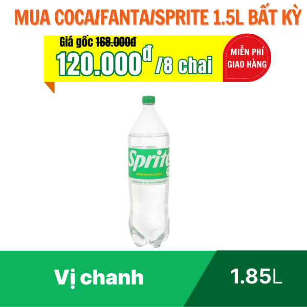 Nước ngọt Sprite vị chanh 1.5 lít giá tốt tại Bách hoá XANH