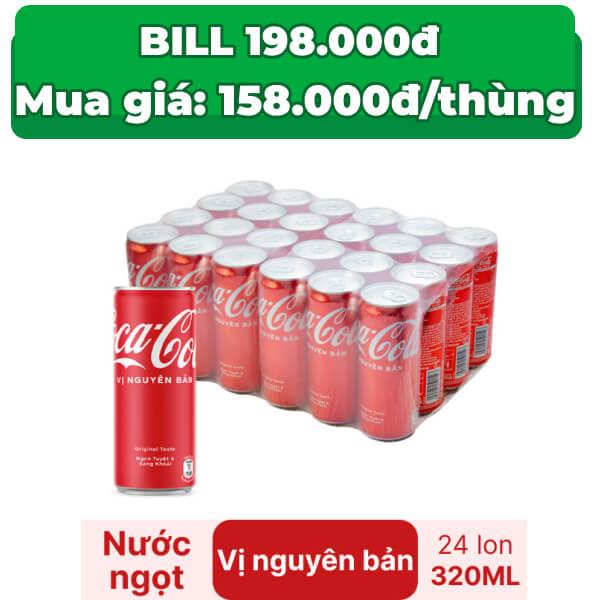 Nước ngọt Coca Cola lon 320ml giá tốt tại Bách hoá XANH
