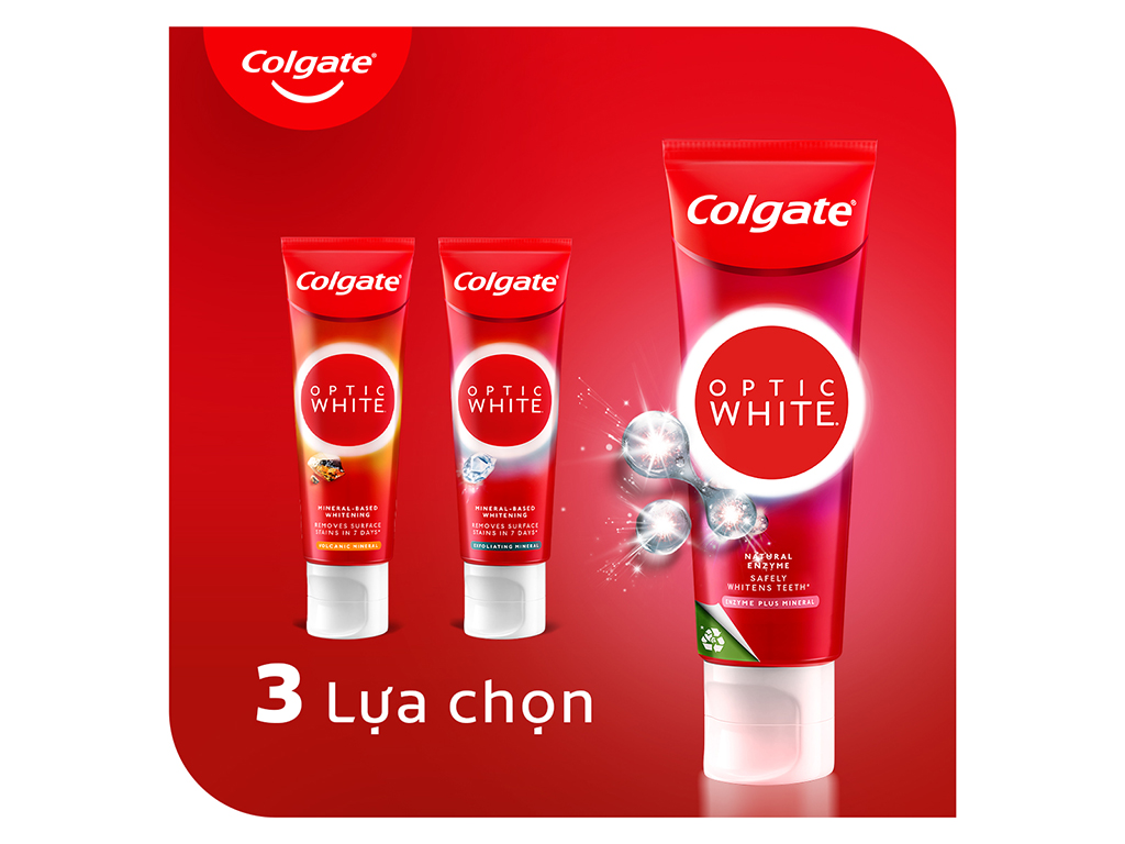 2 tuýp kem đánh răng Colgate Optic White Enzyme 80g