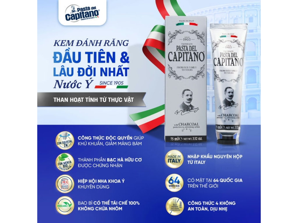 Kem đánh răng Pasta del Capitano 1905 75ml tại Bách hóa XANH