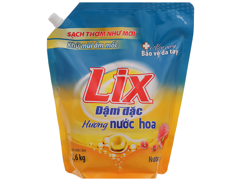 Thùng 4 túi nước giặt Lix nước hoa 2.6kg Bách hoá XANH