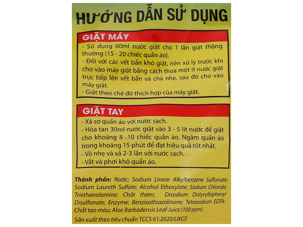 Thùng 4 túi nước giặt Lix nước hoa 2.6kg Bách hoá XANH