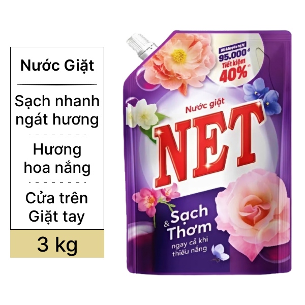 Nước giặt NET Matic hoa nắng 3kg giá tốt tại Bách hoá XANH
