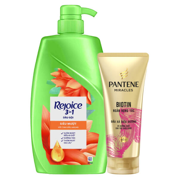 Dầu gội Rejoice 900ml và dầu xả Pantene 300ml Bách hóa XANH