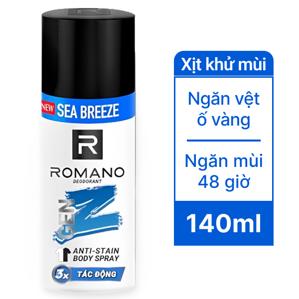 Xịt khử mùi Romano Genz Sea Breeze 140ml tại Bách Hóa Xanh