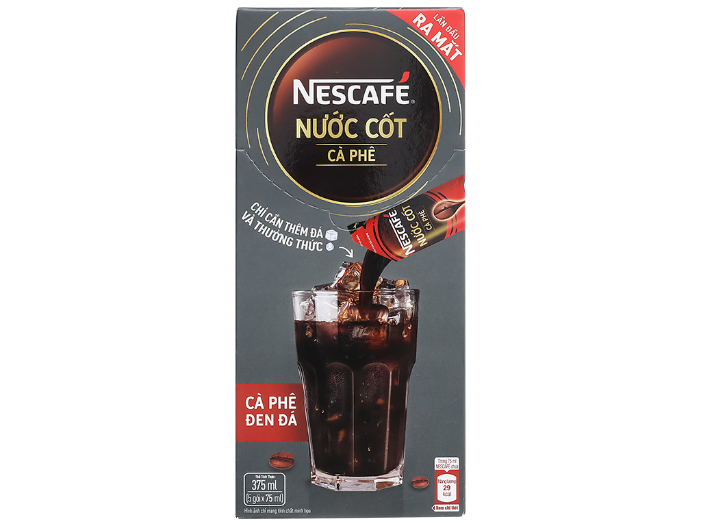 Thùng nước cốt cà phê đen NesCafé 6 hộp (5 gói x 75ml)