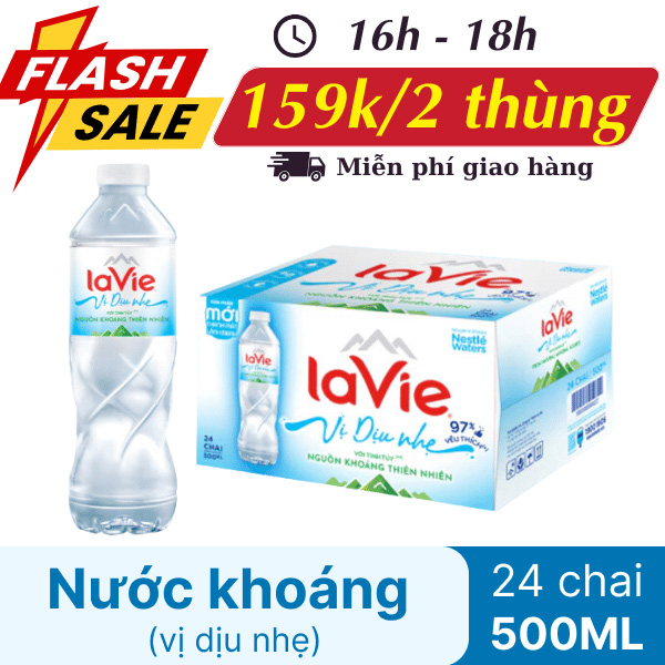 Thùng 24 chai nước khoáng La Vie 500ml vị dịu nhẹ giá tốt