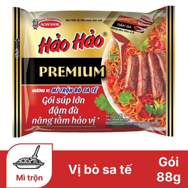 Mì trộn Hảo Hảo Premium bò sa tế gói 88g tại Bách hóa XANH