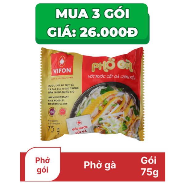 Mua thùng 24 gói phở gà Vifon 75g giá tốt tại Bách hoá XANH
