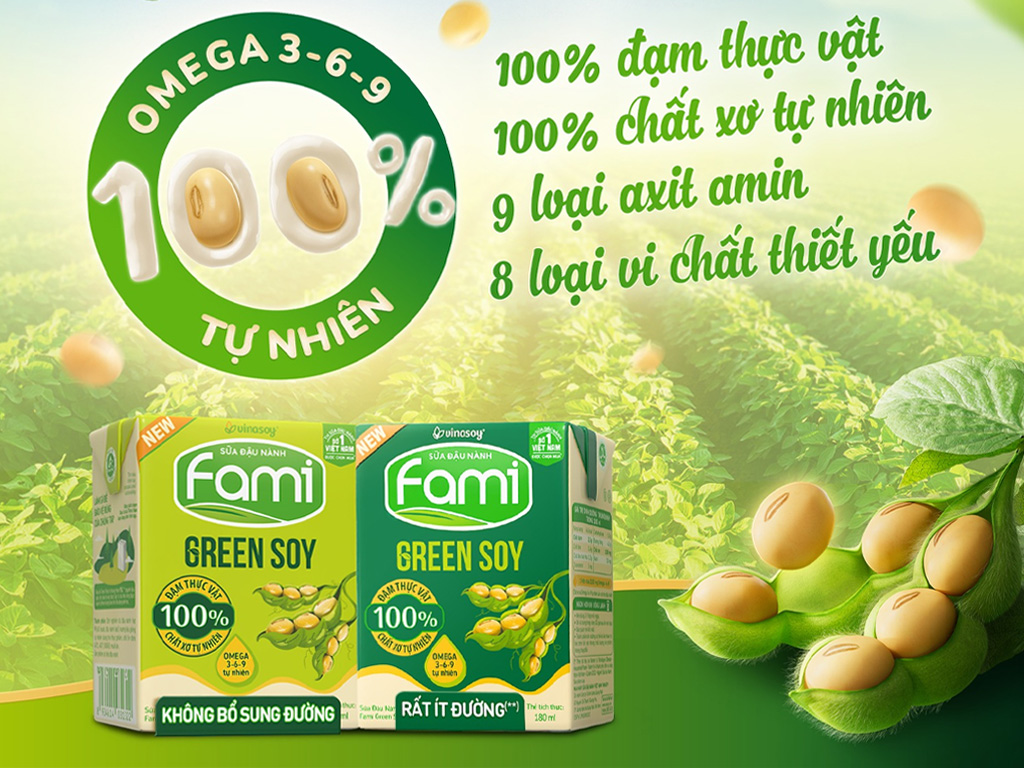 Thùng sữa đậu nành rất ít đường Fami Green Soy Bách hóa XANH