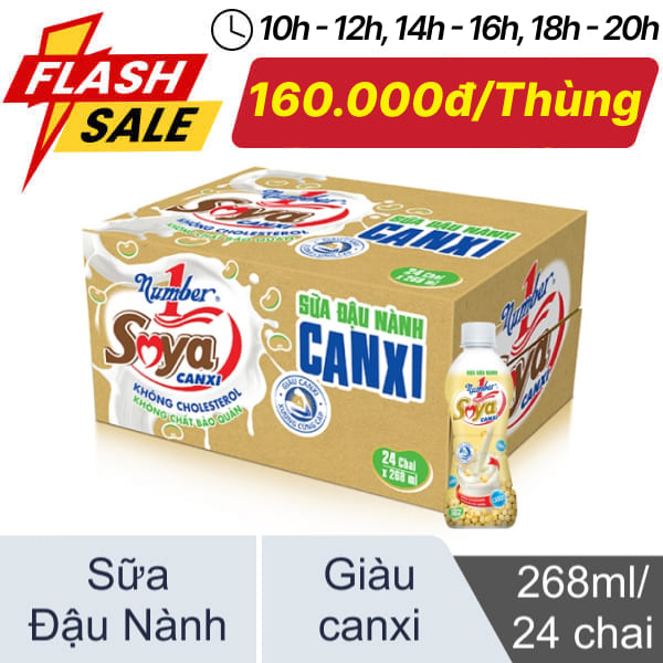 Sữa đậu nành Number1 Soya Canxi chai 268ml tại Bách hoá XANH