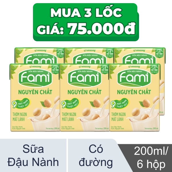 36 hộp sữa Fami nguyên chất 200ml giá tốt tại Bách hoá XANH
