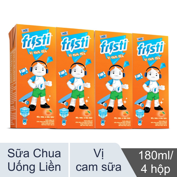 Lốc 4 hộp sữa chua Fristi cam sữa 180ml tại Bách hóa XANH