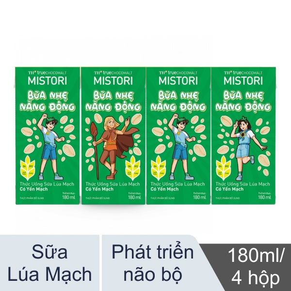 4 hộp sữa lúa mạch TH Mistori 180ml tại Bách hóa XANH