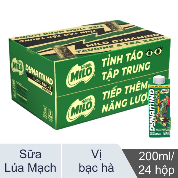 24 hộp sữa lúa mạch Milo Dynamind bạc hà 200ml Bách hóa XANH
