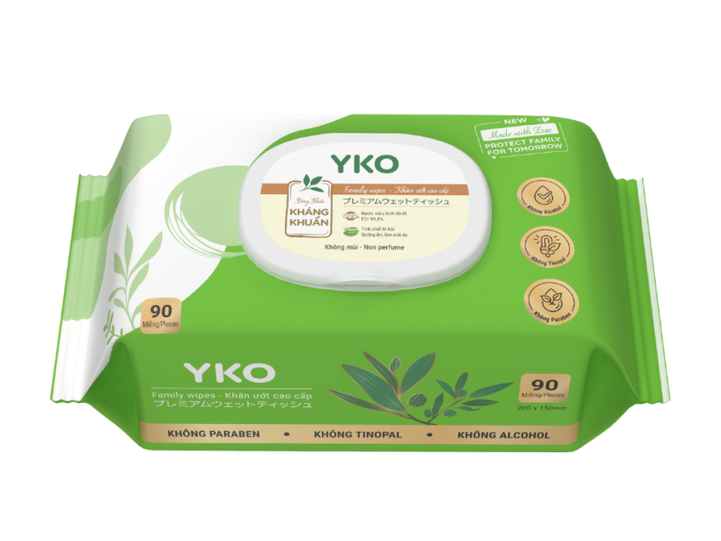Thùng 24 gói Khăn ướt YKO không mùi 90 miếng Bách hóa XANH