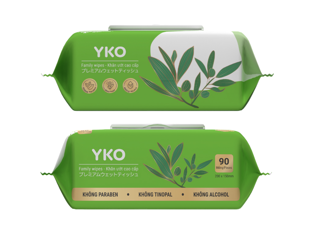 Thùng 24 gói Khăn ướt YKO không mùi 90 miếng Bách hóa XANH