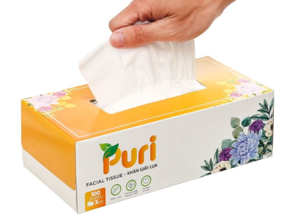Combo 10 hộp khăn giấy Puri 3 lớp 100 tờ tại Bách hóa XANH