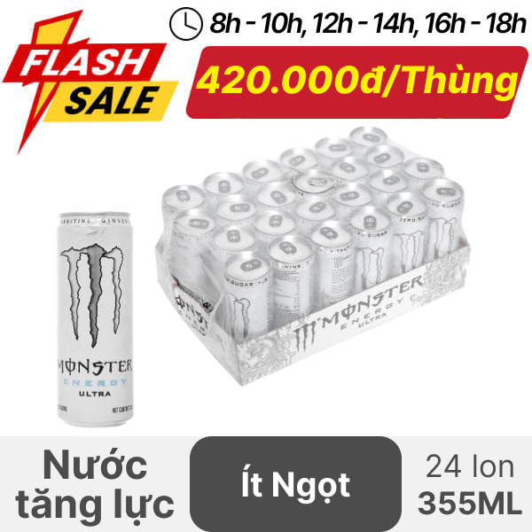 6 lon tăng lực Monster Ultra 355ml giá tốt tại Bách hoá XANH