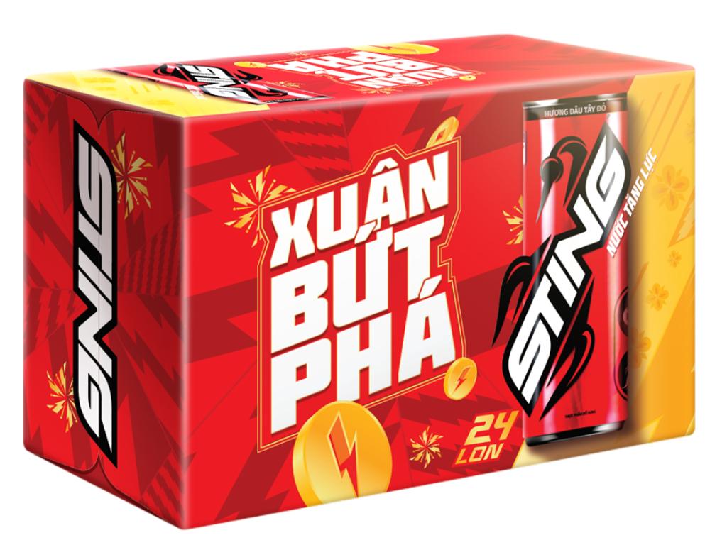 Nước Tăng Lực Sting Dâu Lon 320ml x 24 Lon - Thực Phẩm Giá Tốt
