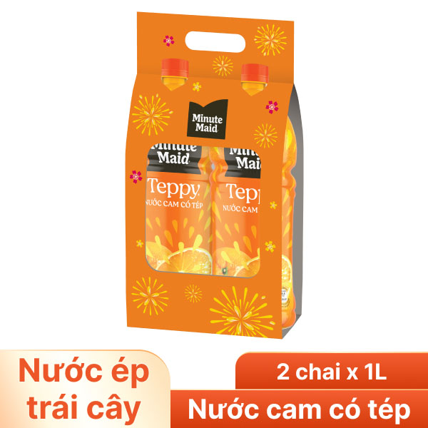 2 chai nước ép cam có tép Teppy 1L giá tốt tại Bách hoá XANH