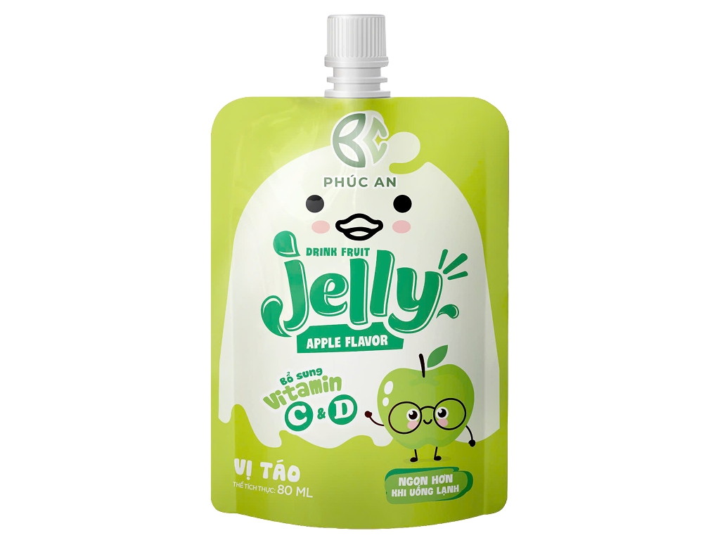 Lốc 10 túi thạch uống trái cây Jelly vị táo 80ml thơm ngon