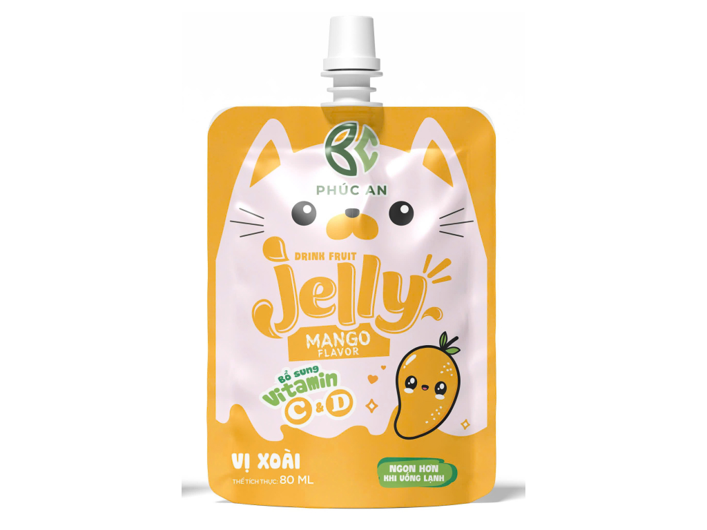 Lốc 10 túi thạch uống trái cây Jelly vị xoài 80ml