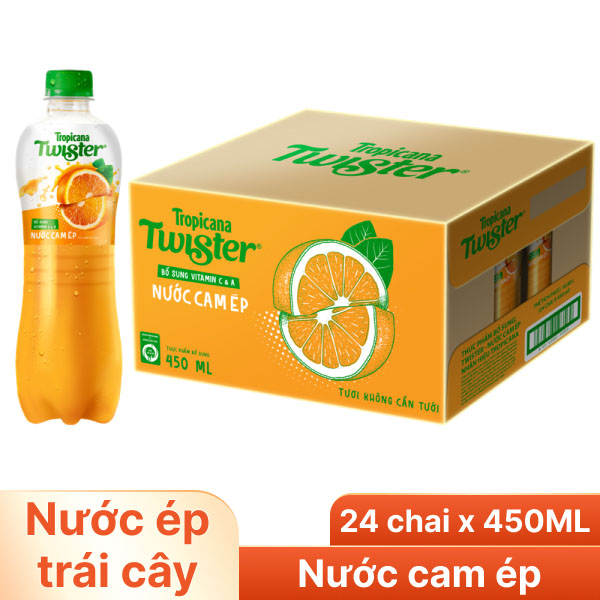 Thùng 24 chai cam ép Twister 450ml giá tốt tại Bách hoá XANH