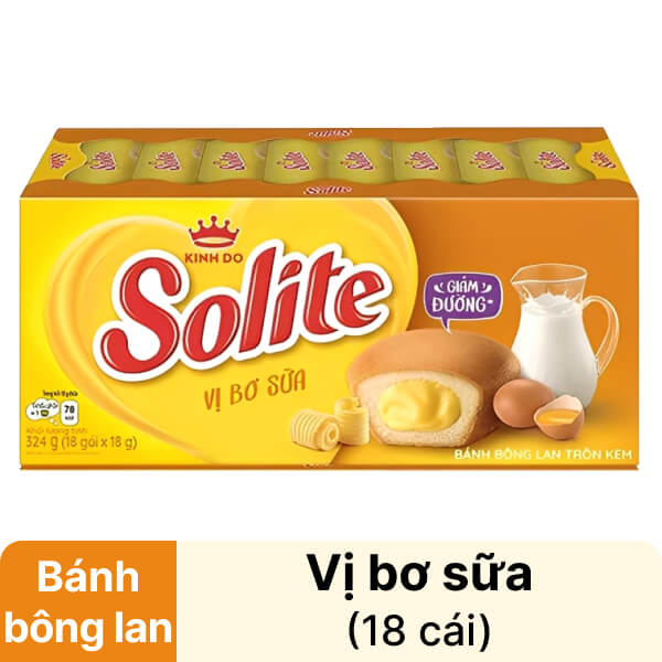 Bánh bông lan Solite vị bơ sữa hộp 324g tại Bách hoá XANH