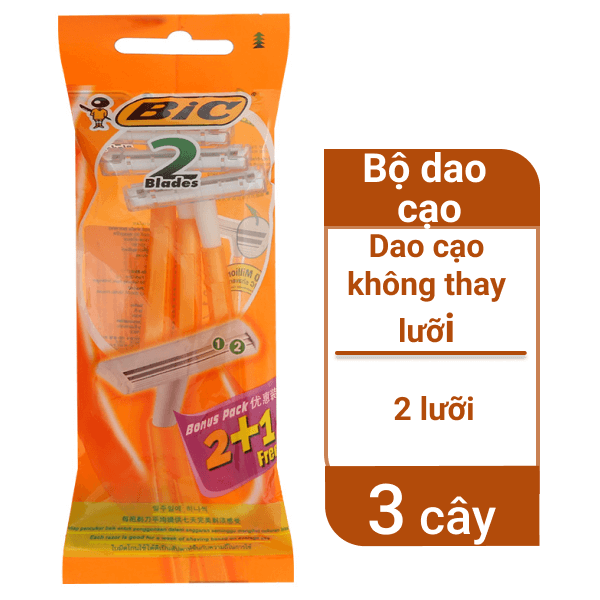 Bộ dao cạo BiC nam 2 lưỡi 2 cây tặng 1 ở Bách hóa XANH