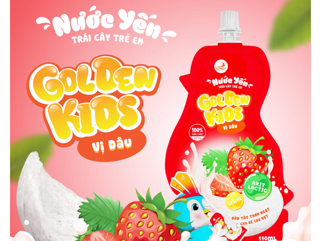 Nước yến trái cây Golden Kids vị dâu 110ml tại Bách hóa XANH