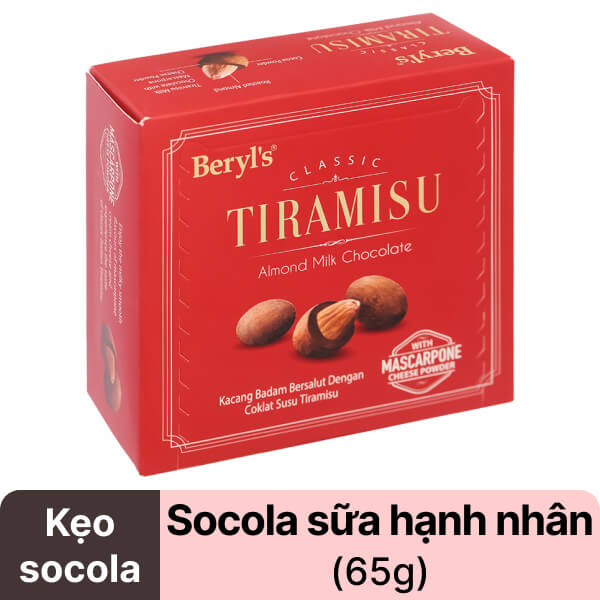 Socola sữa hạnh nhân Beryl's hộp 65g tại Bách hoá XANH