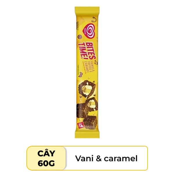 Kem vanila & caramel Wall's Bites Time 60g
