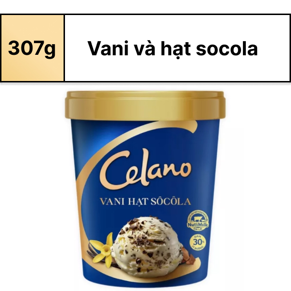 Kem vani và hạt socola Celano cao cấp hộp 307g