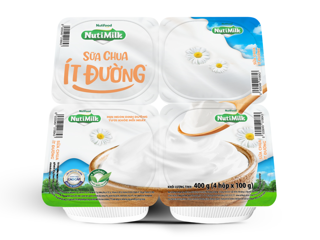 Thùng 48 hộp sữa chua ăn ít đường Nutimilk 100g