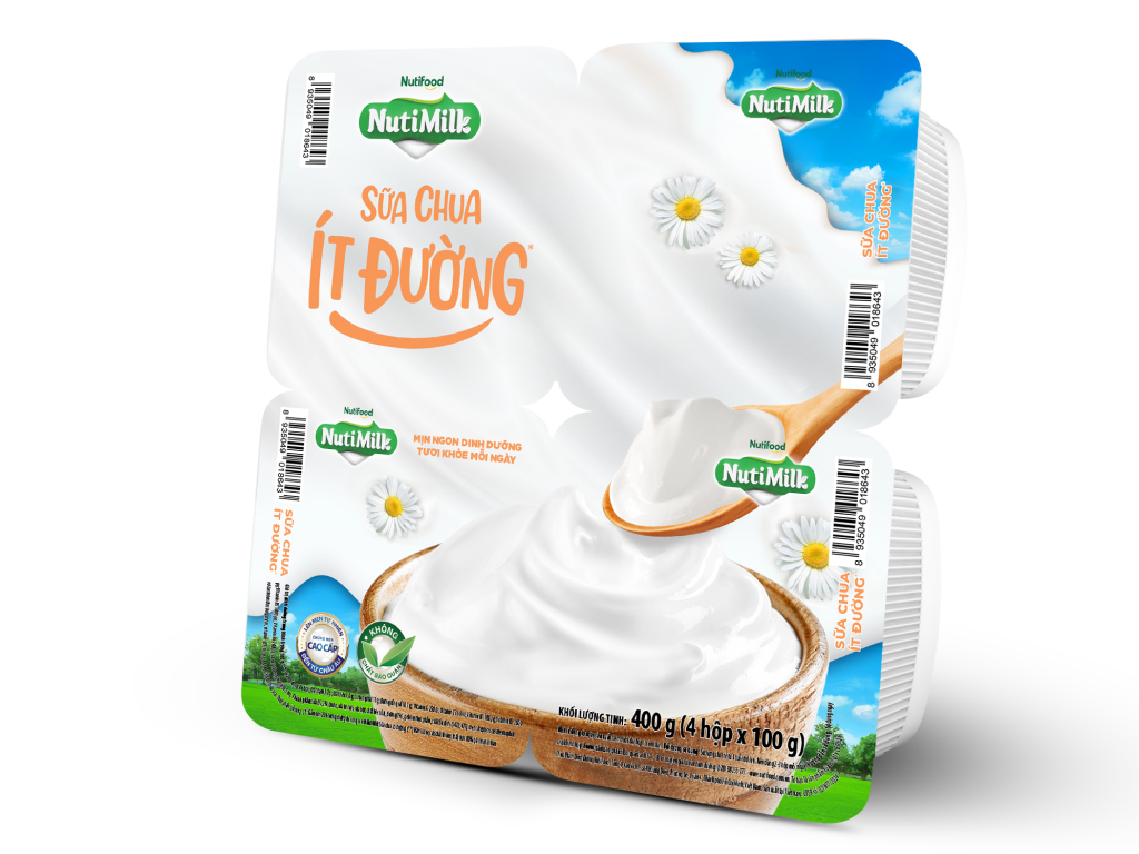 Thùng 48 hộp sữa chua ăn ít đường Nutimilk 100g