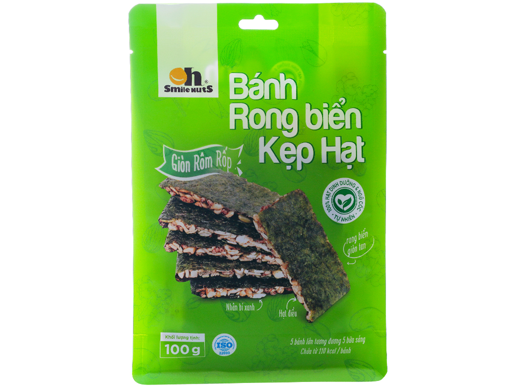 Bánh rong biển kẹp hạt Oh Smile Nuts 100g tại Bách hoá XANH