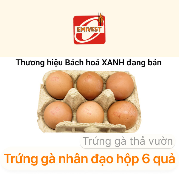 Trứng gà thả vườn Emivest hộp 6 chất lượng tại Bách hoá XANH