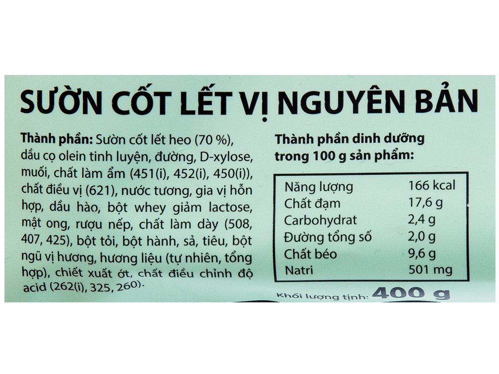 Sườn cốt lết tẩm ướp vị nguyên bản G Kitchen gói 400g